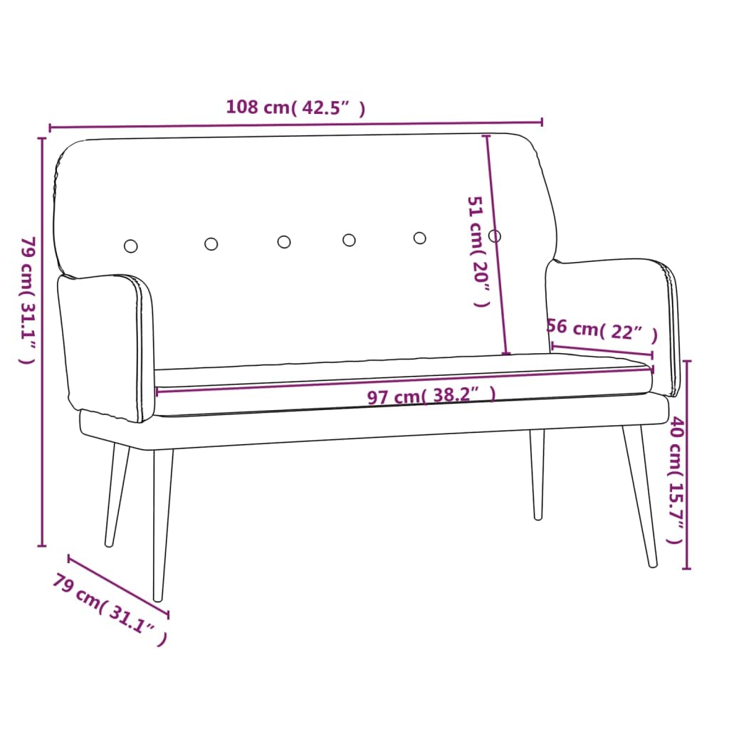 vidaXL Loveseat, Accent Velvet Upholstered Loveseat with Armrests, Modern Couch Bench for Dining Room Living Room Bedroom, Black Velvet