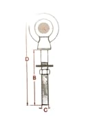 US STAINLESS 2 Pieces Stainless Steel 316 (Shape Type 307) M6 Lifting Eye Bolt 6mm x 40mm Marine Grade Pitch of 1