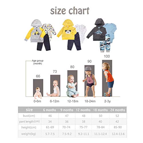 Gorboig 3-6 Month Boy Clothes Hoodie Jacket Long Sleeve Bodysuit Pant Set Dinosaur 3PCS Outfit(camo,6m)