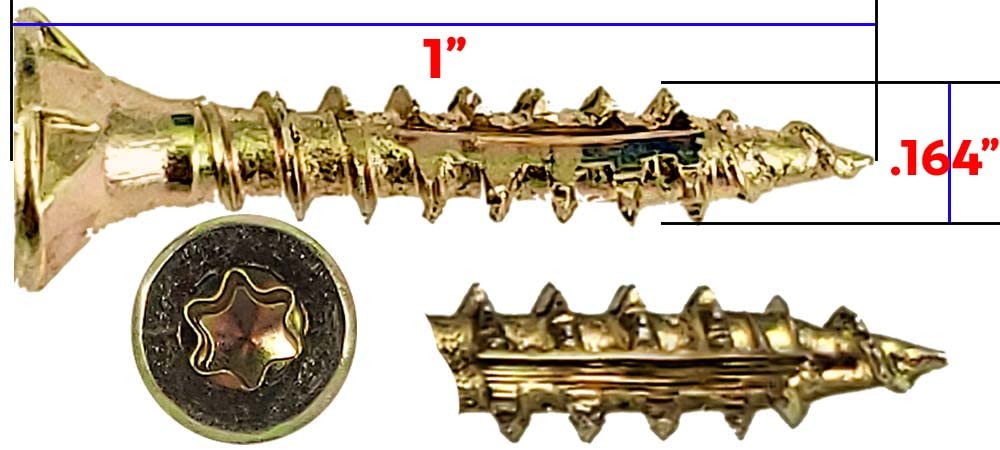 Jake Sales #8 x 1 Gold Star Wood Screw Torx/Star Drive Flat Head (1 Pound - 276 Approx. Screw Count) - Multipurpose Torx/Star Drive Wood Screws