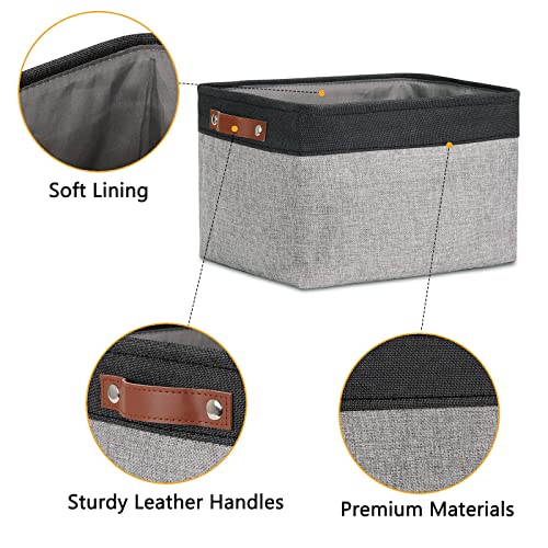 DULLEMELO Collapsible Bundle Baskets 3 Medium Baskets 15"x11"x9.5" + 6 Small Baskets 11.8"x7.9"x5.1"(Black&Gray)