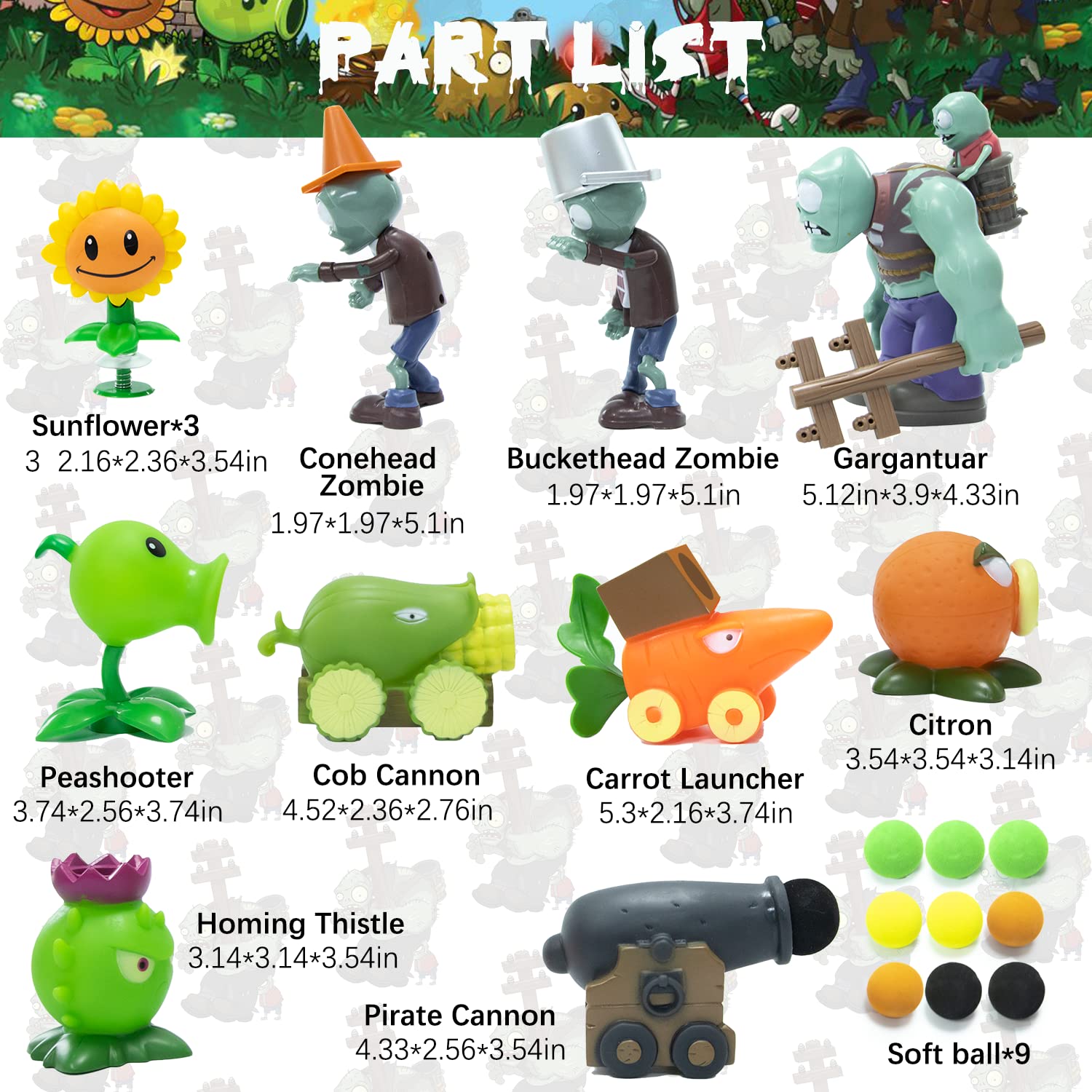 Maikerry Plants and Zombies Figurines 12pcs PVZ Action Figures Set Game Great Birthday Gifts for Boys and Girls -with Waterproof Battlefield Map