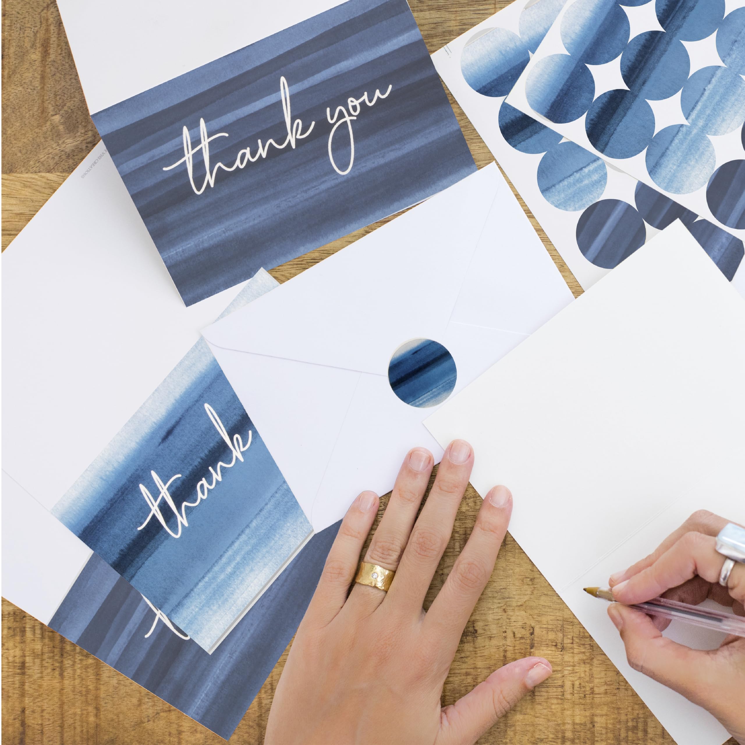 VNS Creations 100 pack Thank You Cards with Envelopes & Stickers - Classy 4x6 Blank Thank You Cards Bulk Box Set - Large Thank You Notes for Wedding, Small Business, Baby & Bridal Shower (Ombre)