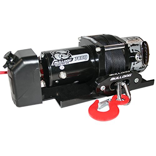 Bulldog Winch 10032 Trailer Winch (7800lb Trailer with 50 Ft. Synthetic Rope, CNC Billet Aluminum Hawse Fairlead, Mounting Plate, Low Profile), 1 Pack