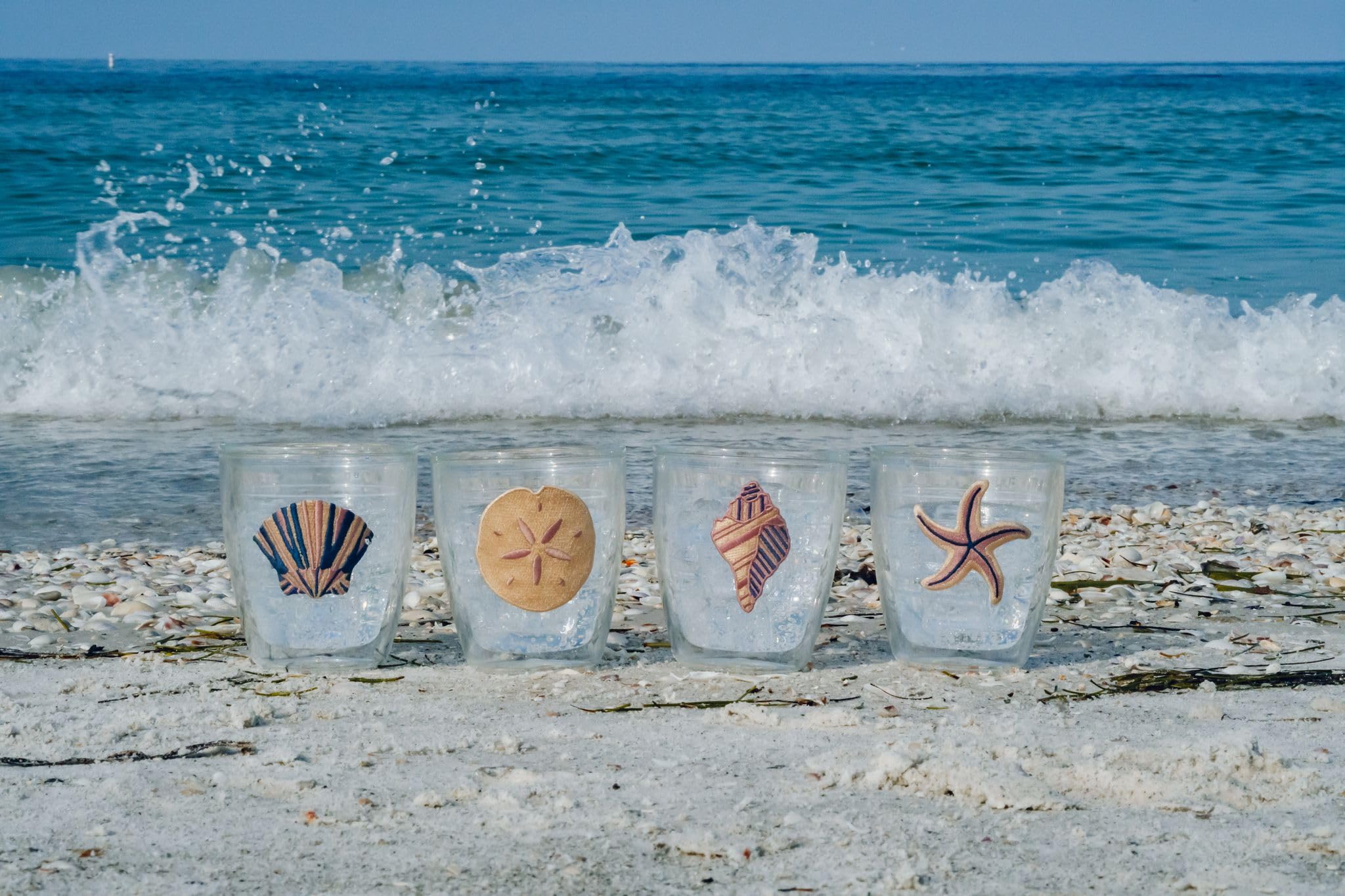 Tervis Beachcomber Collection Made in USA Double Walled Insulated Tumbler Travel Cup Keeps Drinks Cold & Hot, 12oz - 4pk, Assorted
