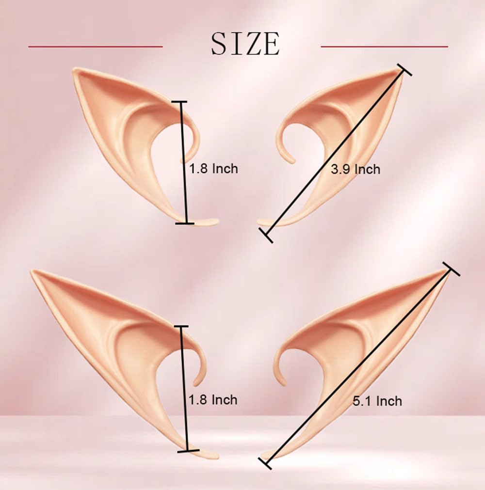 Kbraveo 8 Pairs Fairy Pixie Elf Ears, Latex Elf Ear,Soft Pointed Goblin Ears, Cosplay Ears for Cosplay Halloween Christmas