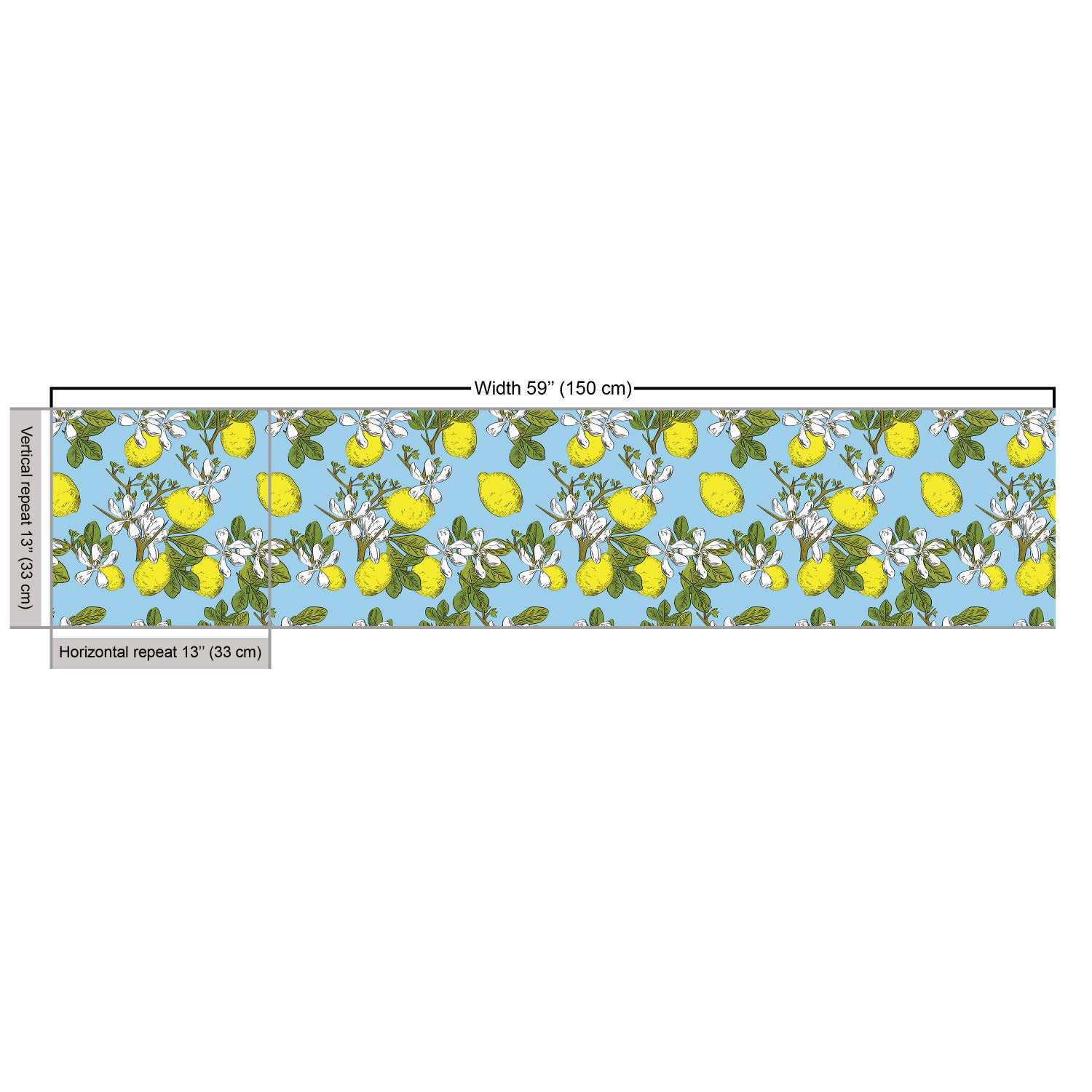 Ambesonne Botanical Fabric by The Yard, Fresh Lemon Patterns with Blossoms and Branches Botanical Spring Art, Decorative Fabric for Upholstery and Home Accents, 2 Yards, Yellow Blue