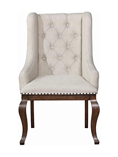 Coaster Home Furnishings Brockway Glen Cove Arm Chairs with Button Tufting and Nailhead Trim Antique Java and Cream (Set of 2)