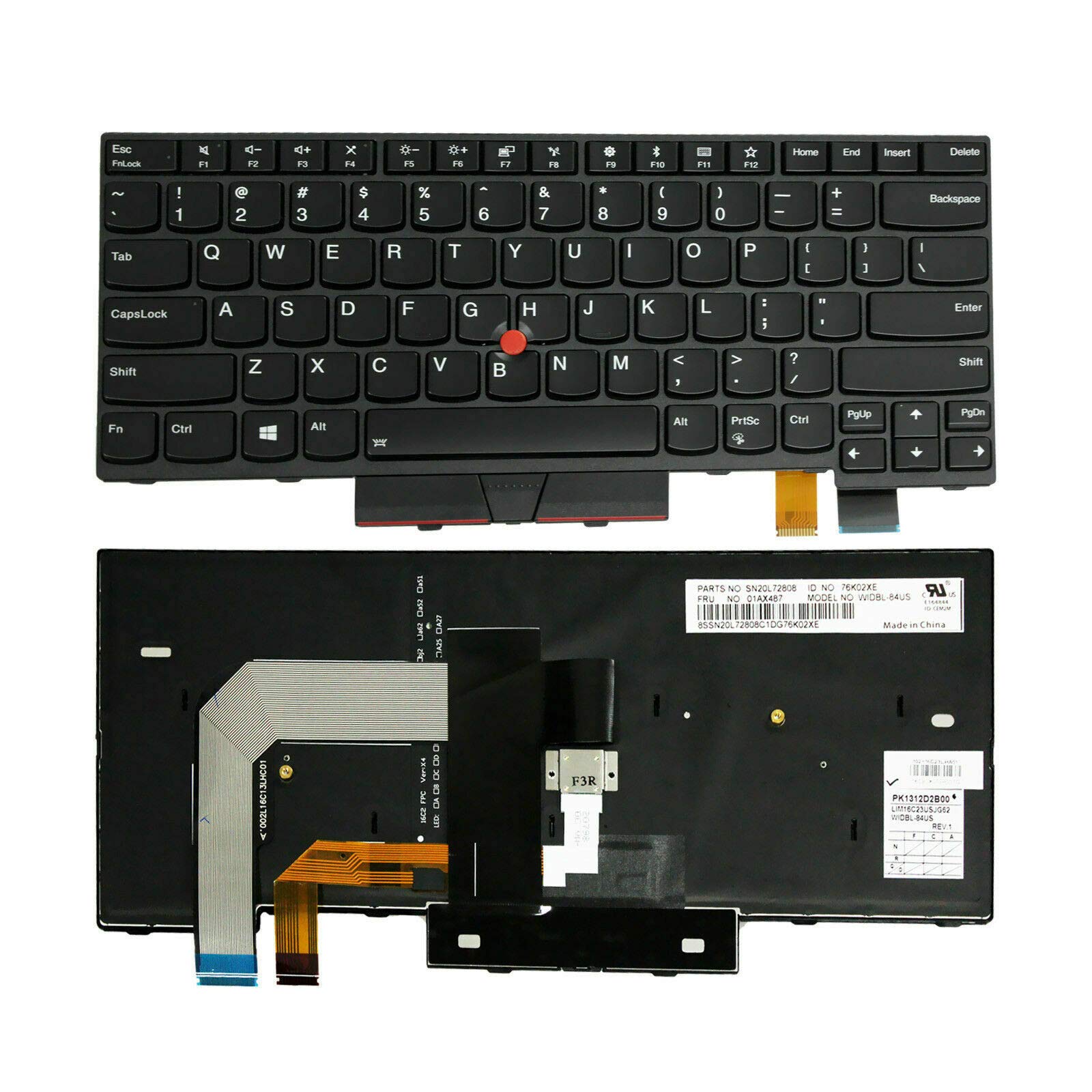 New Laptop Replacement Backlight Keyboard for Lenovo Thinkpad T470 T480 A475 A485 01HX459 01AX487 01HX499 01HX419 01AX528 US