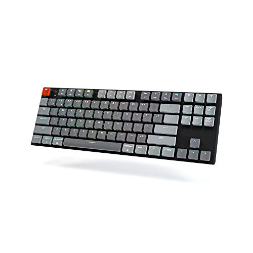 Keychron K13 87 Key Ultra-Slim Wireless Bluetooth/USB Wired TKL Tenkeyless Mechanical Gaming Keyboard, RGB LED Backlit Low Profile Blue Switches for Mac Windows, N-Key Rollover, Version 5