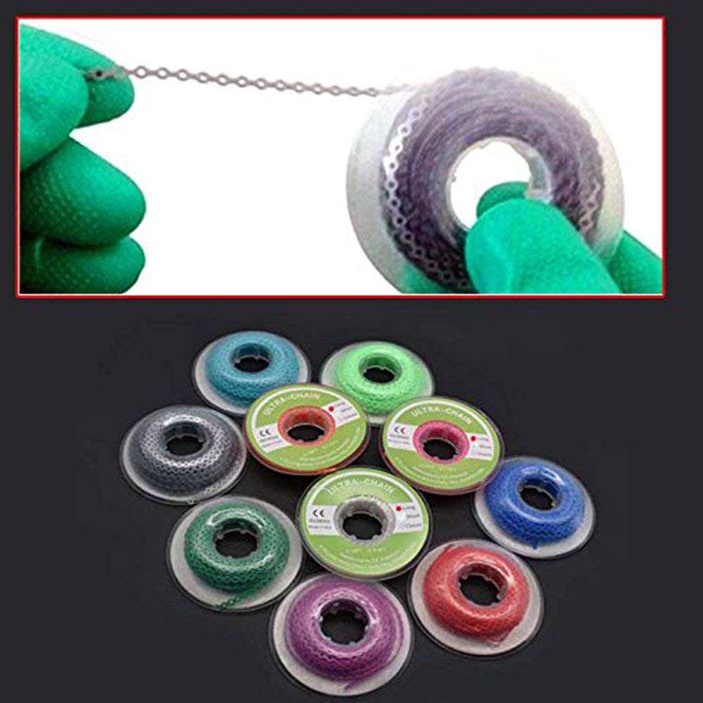 RZJZGZ 10 Pcs Dental Orthodontic Elastic Chain Power Chains Brace Orthodontic Spool Elastic Rubber Band(4.5M/PACK) (Short)