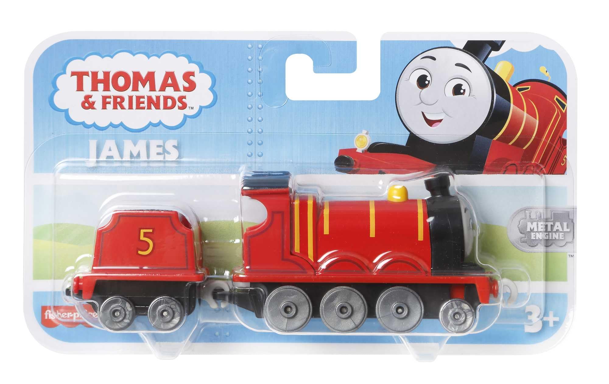 Thomas & Friends Fisher-Price die-cast Push-Along James Toy Train Engine for Preschool Kids Ages 3+