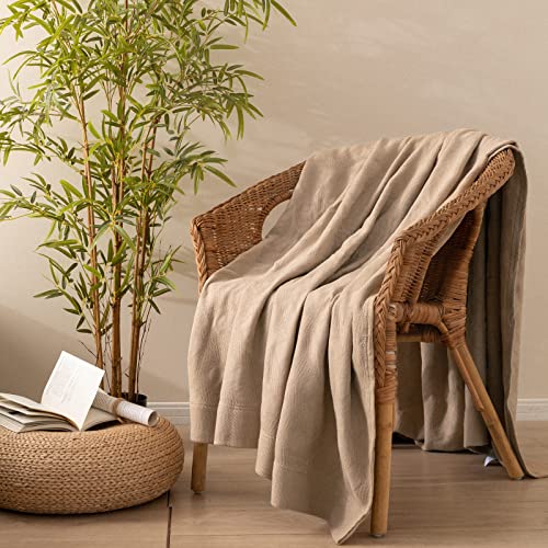Beoty Lake Cotton Plain Waffle Throw Blanket for Adults and Kids-Soft Breathable 100% Cotton Blanket Modern Minimalism Cozy Cool Blanket for Bed, Couch, Sofa for All Seasons(Beige,Twin 80"x60")
