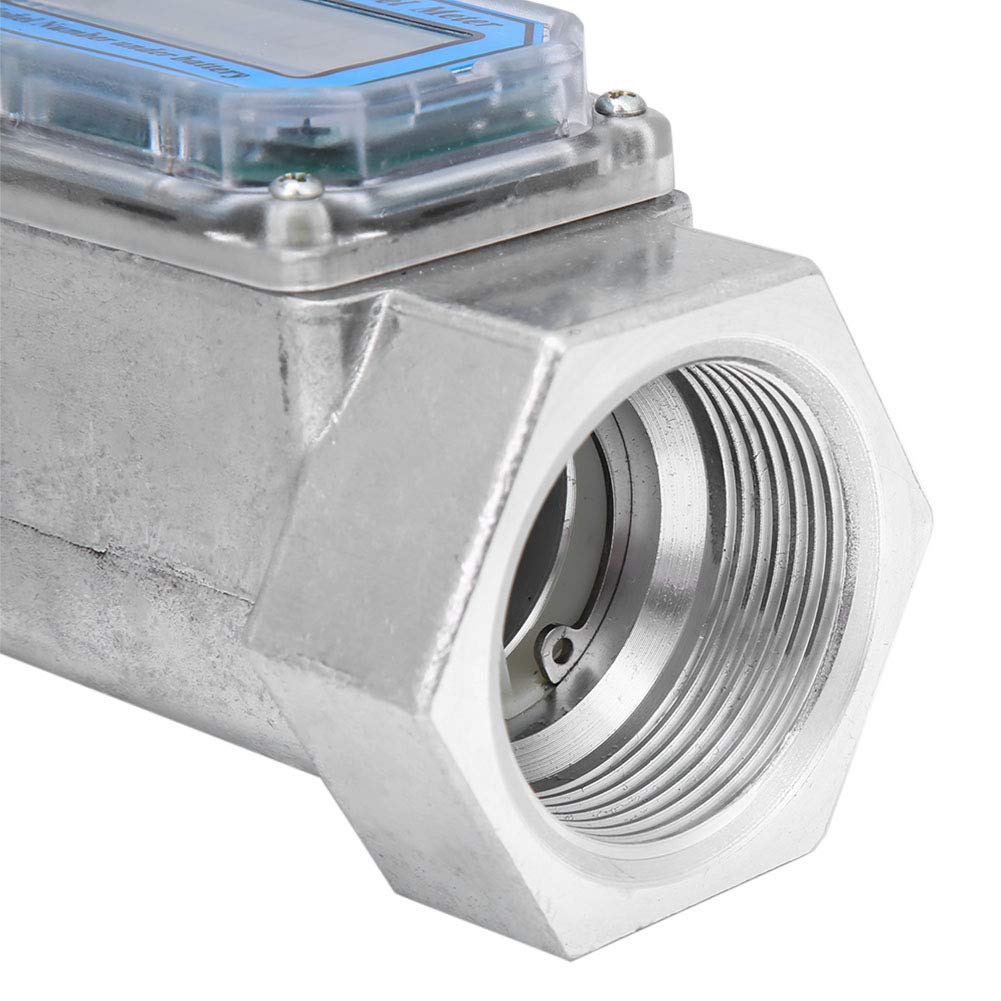 Hilitand Mini Digital Turbine Flowmeter Kerosene Gasoline Fuel Meter 15-120L 1.5inch NPT Blue