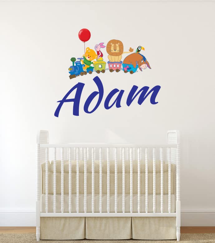 Teddy Bear and Pooh Friends Custom Name Wall Decal - Personalized Nursery Name -Wall Decal for Nursery Decoration playroom Decoration (Wide 20"x16" Height Inches)