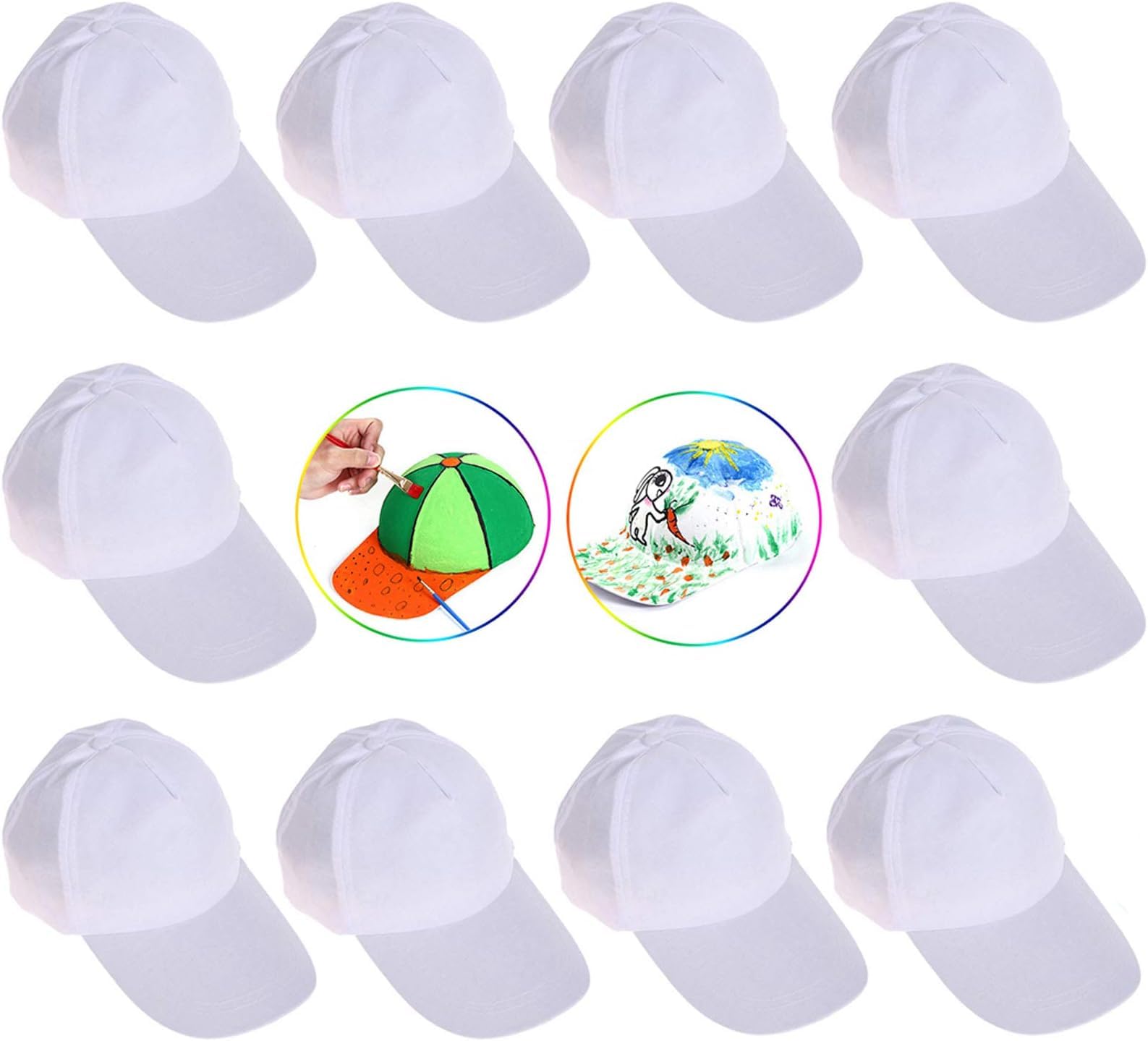 B bangcool DIY Kids Baseball Caps Hats - White DIY Creative Painting Polyester Sun Hat Sports Cap for Kids