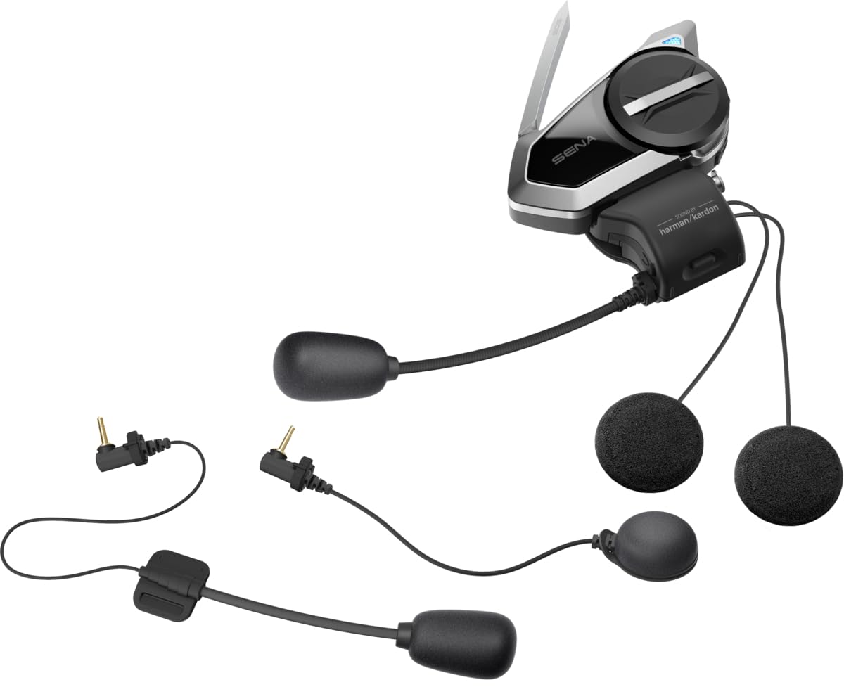 Sena 50S Motorcycle Jog Dial Communication Bluetooth Headset w/Sound by Harman Kardon Integrated Mesh Intercom System Premium Microphone & Speakers, Single