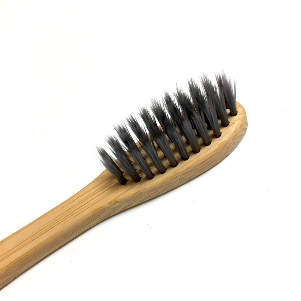 More of Me to Love 4-Pack Bamboo Toothbrush with Naturally Whitening Charcoal-Infused Bristles - BPA-Free, Biodegradable - No-Glue Bristles - Healthy & Eco-Friendly