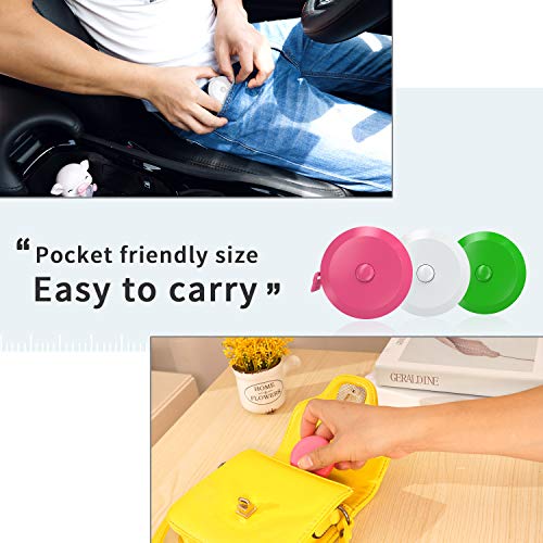 DiCUNO 60-Inch 1.5 Meter Soft Retractable Measuring Tape, Pocket, Body Tailor Sewing Craft Cloth Tape Measure (8 Colors Package)