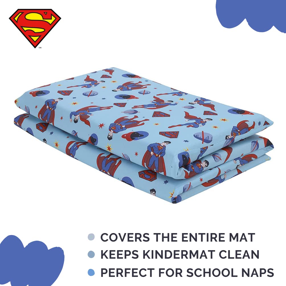 Warner Brothers Superman Blue and Red Icon, Planets, and Stars Preschool Nap Pad Sheet