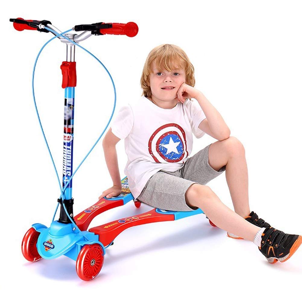 ygqtbc Swing Scooter Foldable Wiggle Kick Scooters Self Propelling Speeder Outdoor Sports with Height Adjustable Handlebar for Boys/Girl/Kids (Color : Purple)