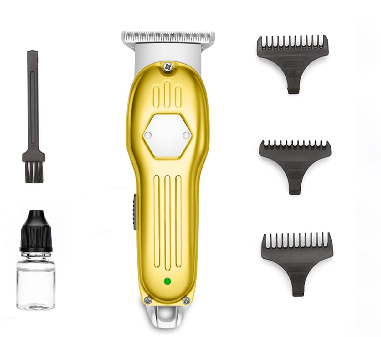 Rejoeven Hair Clipper, Rechargeable T-Blade Trimmer Kit Cordless Metal Hair Cutting Set Barber Clipper for Men, Women Kids with 3 Guide Comb, Professional Clippers Set for Barber and Home Use (Golden)