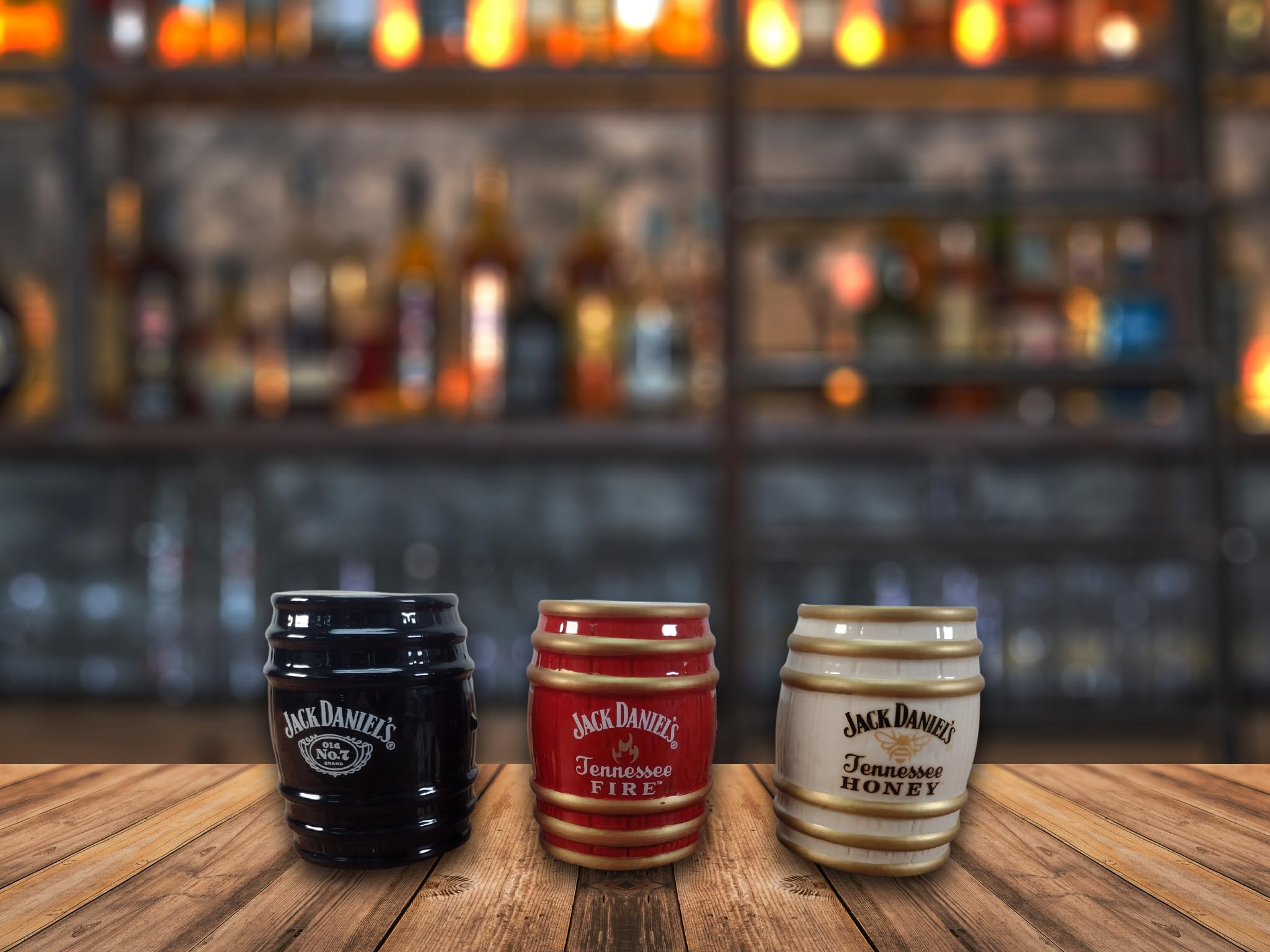 M. CORNELL IMPORTERS Jack Daniel's Stoneware Barrel Shot Glasses Set of 3 - Jack Daniel's Gift Set