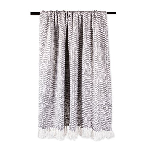DII 100% Cotton Basket Weave Throw for Indoor/Outdoor Use Camping Bbq's Beaches Everyday Blanket, 50 x 60, Woven Stripe