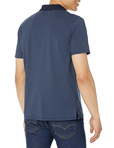 Calvin Klein Men's Mini Geo Print Smooth Cotton Monogram Logo Polo Shirt, Crayon Blue