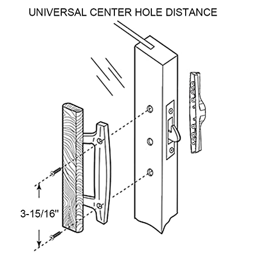 ALLYWASAI Sliding Patio Door Handle Set with Mortise Lock, Face Plate and Keeper, Wood Handle Lock Set Fits Door Thickness from 1-1/2" to 1-3/4", 3-15/16" Screw Hole Spacing, Non-keyed, White