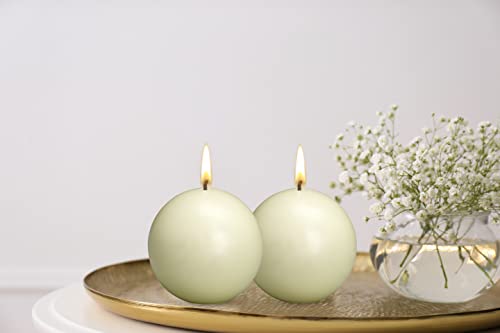 Bolsius Set of 2 Ivory Ball Candles - 2.75 inch Unscented Candle Set - Dripless Clean Burning Smokeless Dinner Candle - Perfect for Wedding Candles, Parties and Special Occasions