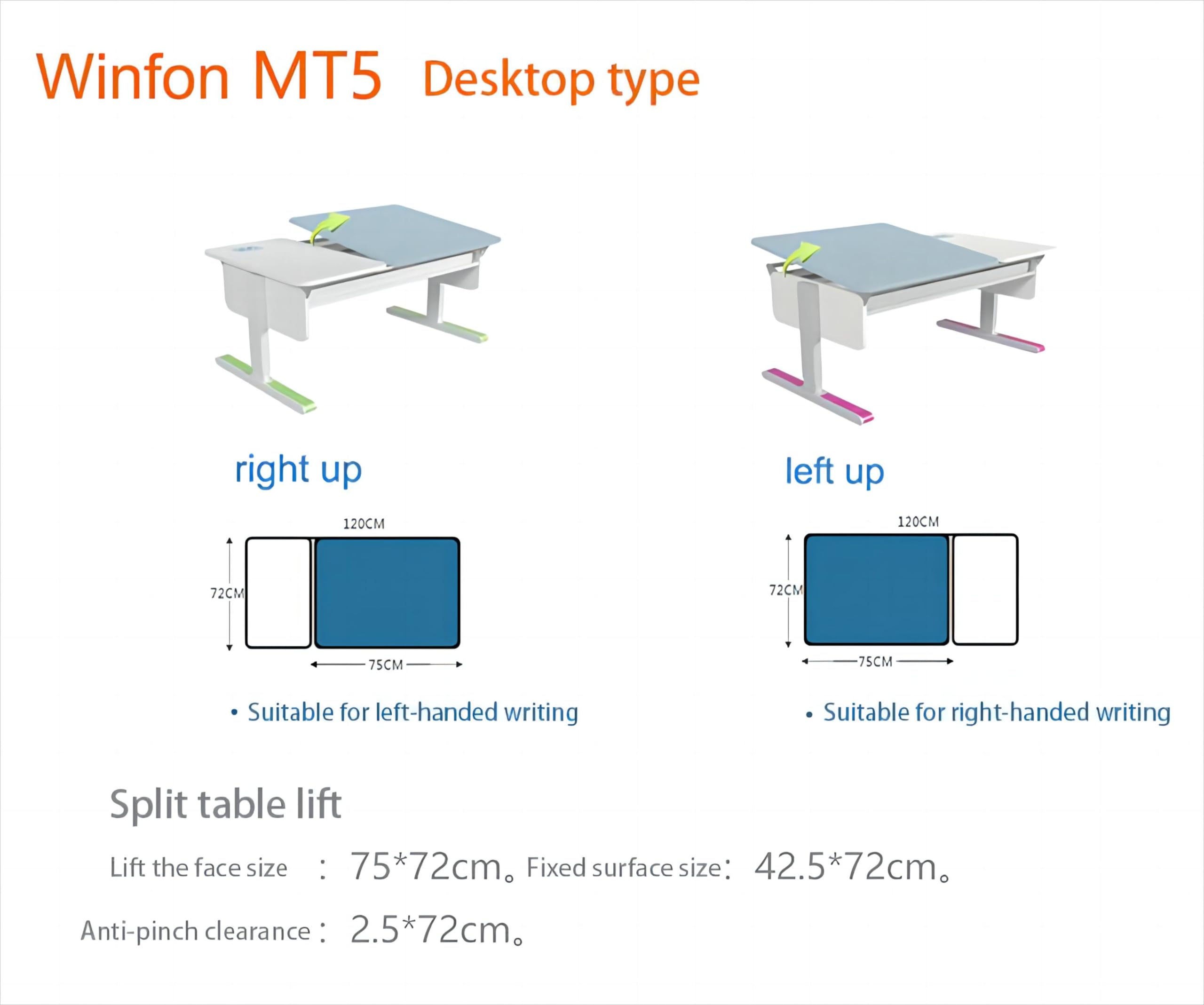 Winfon Adjustable Height Kid Children Home Study Desk Student Electric Writing Table with tilt Desktop, Bookstand,Aluminum Ruler (ENF Right up)