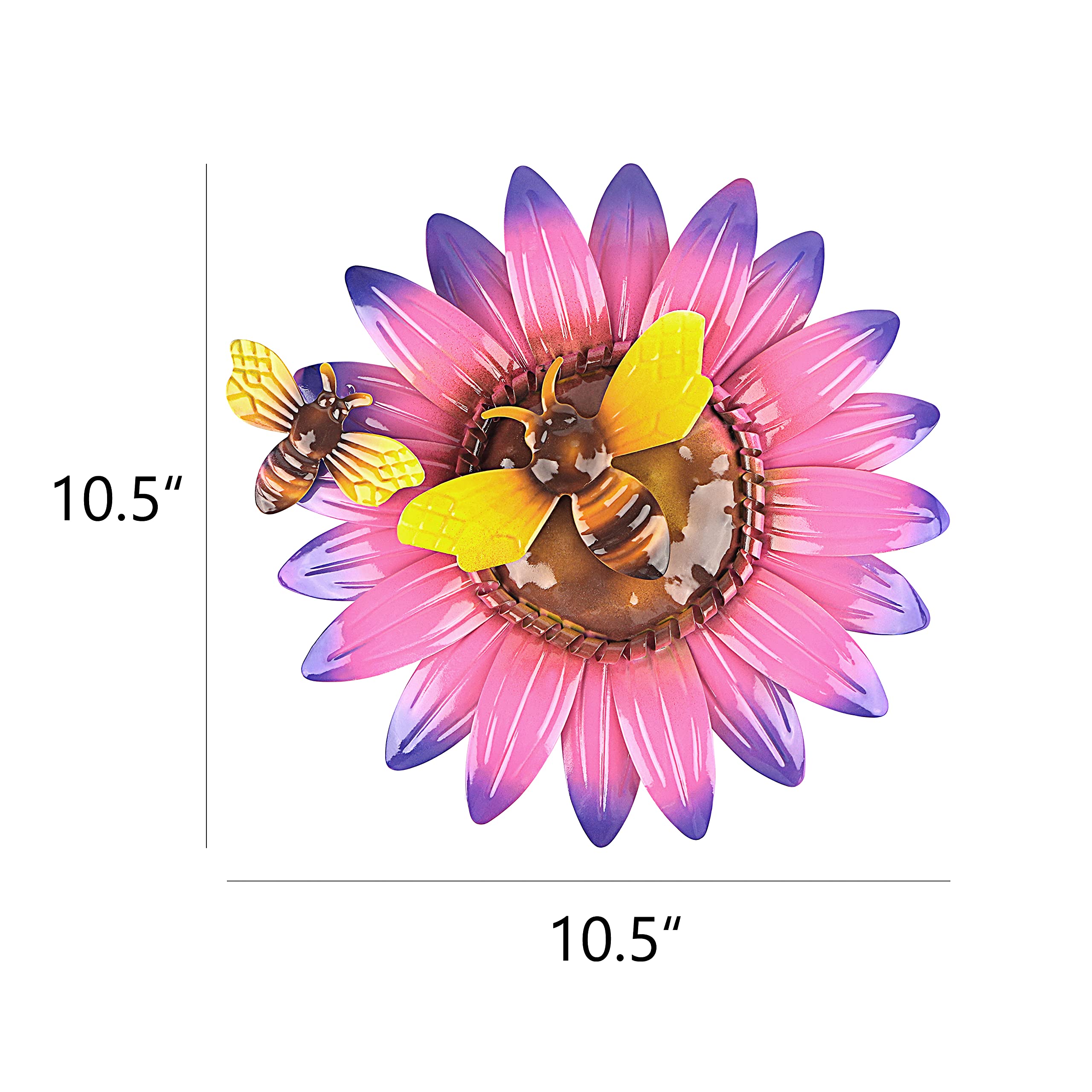John's Studio Flower Wall Decor Outdoor Metal Sunflower Hanging Art Garden Floral Theme Decorations for Home, Pool and Patio - Pink