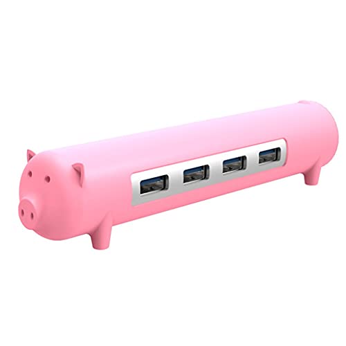SJYDQ 4 in 1 Cute Pet-Shape HUB for MAC Notebook Aluminum Alloy Silicone 100cm Detached Data Cable (Color : Pink)