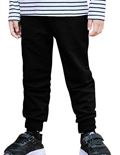 T.H.L.S Toddler Baby Boys Girls Sweatpants Cotton Active Jogger Pants with Pockets 3 Pack Grey Blue Black