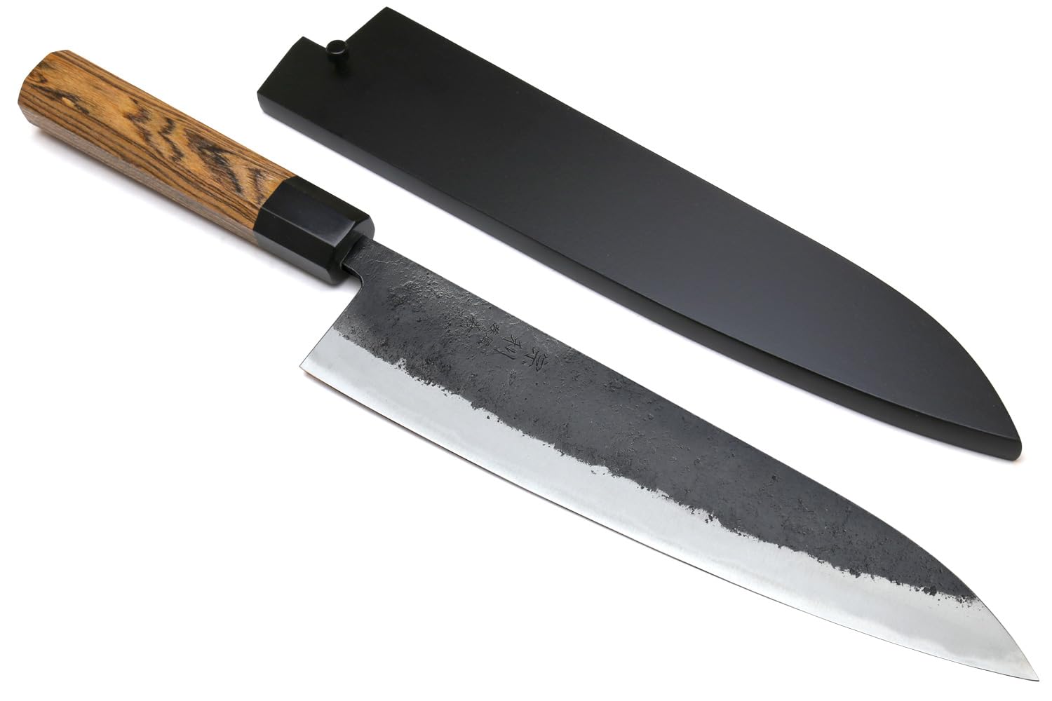 Yoshihiro Japanese High Carbon White Steel #2 Nashiji Gyuto Chefs Knife with Cocobolo Wood Handle (9.5'' (240mm))