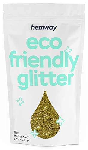 Hemway Eco Friendly Biodegradable Glitter 100g / 3.5oz Bio Cosmetic Safe Sparkle Vegan for Face, Eyeshadow, Body, Hair, Nail and Festival Makeup, Craft - Chunky (1/40" 0.025" 0.6mm) - Gold