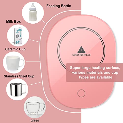 Coffee Cup Warmer with Cup - Coffee Mug Warmer Cup Warmer for Desk Coffee Warmer with Mug Set Coffee Mug with Warmer Coffee Warmer Plate (Pink)