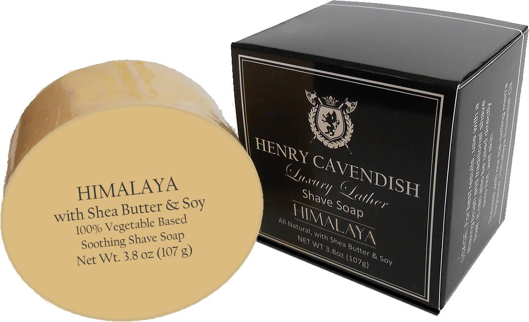 Henry Cavendish Himalaya Shaving Kit with - Shaving Soap with Shea Butter & Coconut Oil. Long Lasting 3.8 oz Puck Refill, plus Gentleman's Stainless Steel Shaving Soap Bowl.
