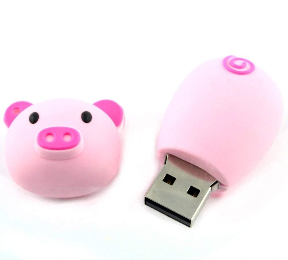 Novelty Pink Piggy Shape Design 32GB USB 2.0 Flash Drive Cute Memory Stick Thumb Drive Data Storage Pendrive Cartoon Jump Drive Gift