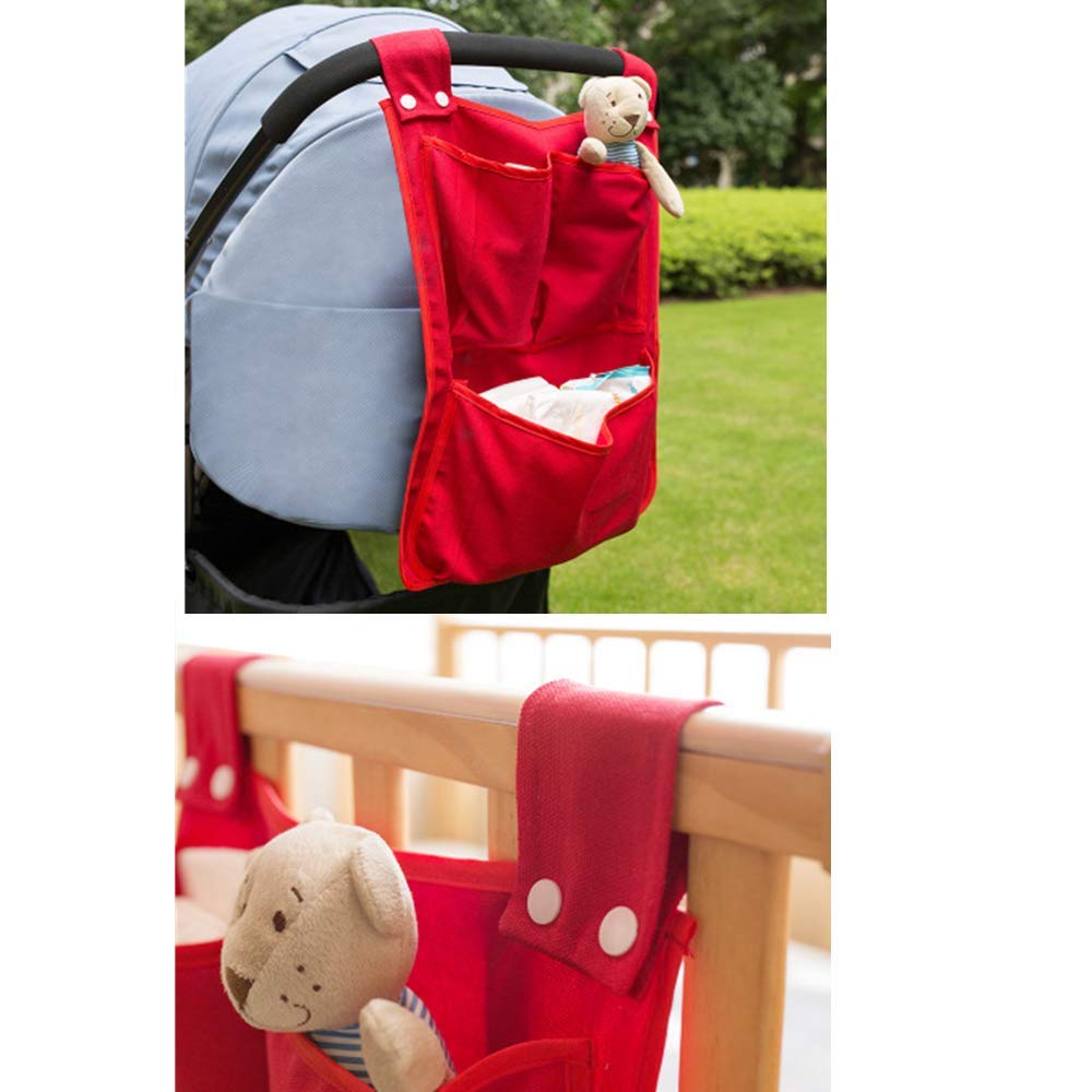 SiyuXinyi Pockets Bedside Storage Bag Caddy Hanging Diaper Organization for Baby Essentials, Hang on Crib, Practical hanging storage bag,Suitable Dormitory, double bed, Bedside storage!(red)