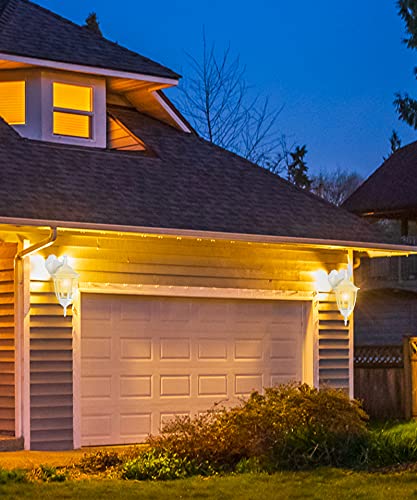 FUDESY Outdoor Wall Lantern, Exterior Waterproof Wall Sconce Light Fixture, White Front Porch Light Wall Mount for Garage, Patio, Yard, FDS2542EW (Bulb Included) 2-Pack