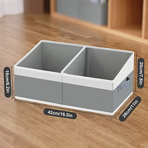 DIMJ Trapezoid Storage Bins, 3 Packs Closet Baskets, Foldable Fabric Baskets for Clothes, Baby Toiletry, Toys, Towel, DVD, Book Gray and White