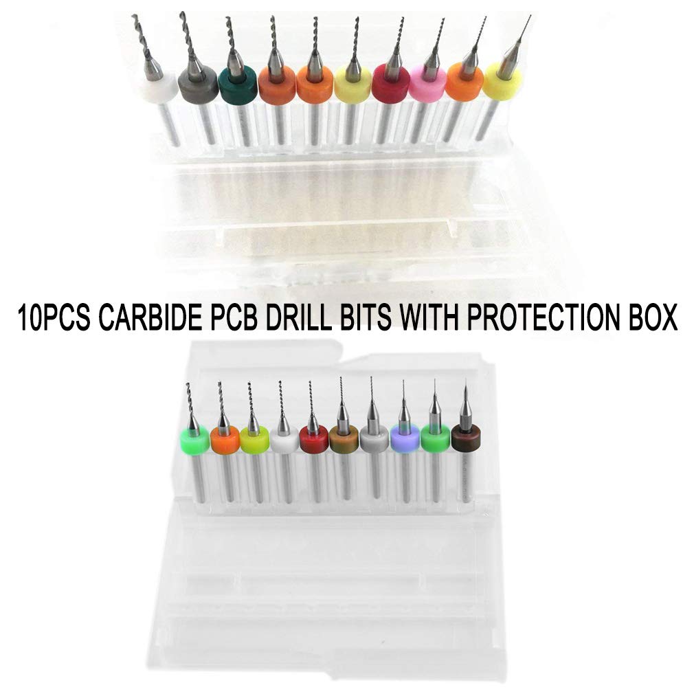 Micro Drill Bits - 10Pcs 0.3mm to 1.2 mm Tungsten Carbide PCB Print Circuit Board Tip Rotary Tool Jewelry CNC Engraving Drill Bits Set for PCB Circuit Board, Dremel PCB Jewelry Making (0.3-1.2mm)