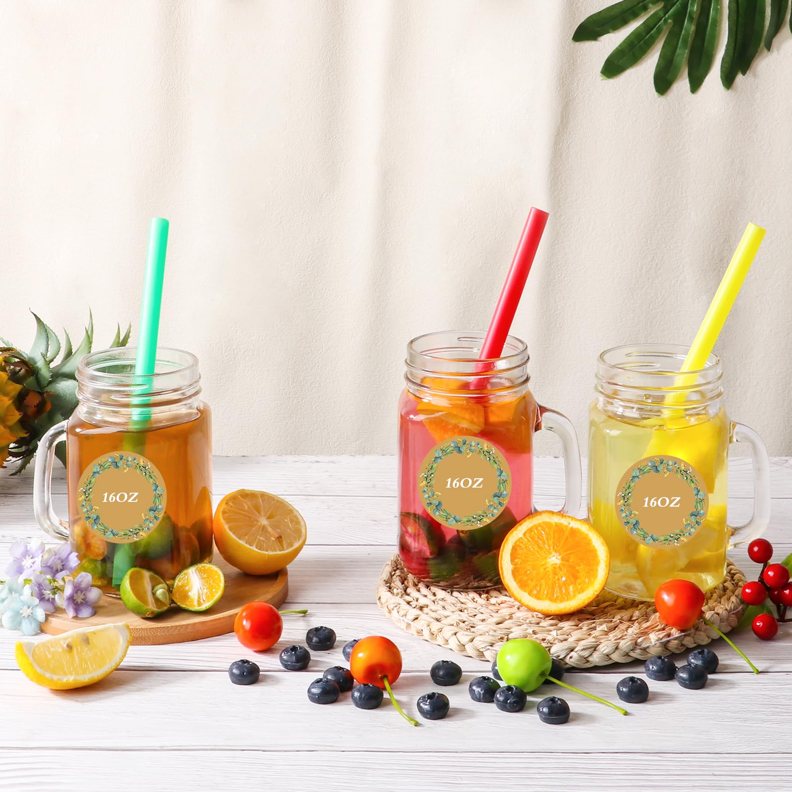 SZUAH Mason Jar with Handle, 9 Pack 16 oz Mason Jar Mugs, Drinking Jars, Glass Mason Jar Cups with Lids and Brush for Cocktails, Juice And Milk