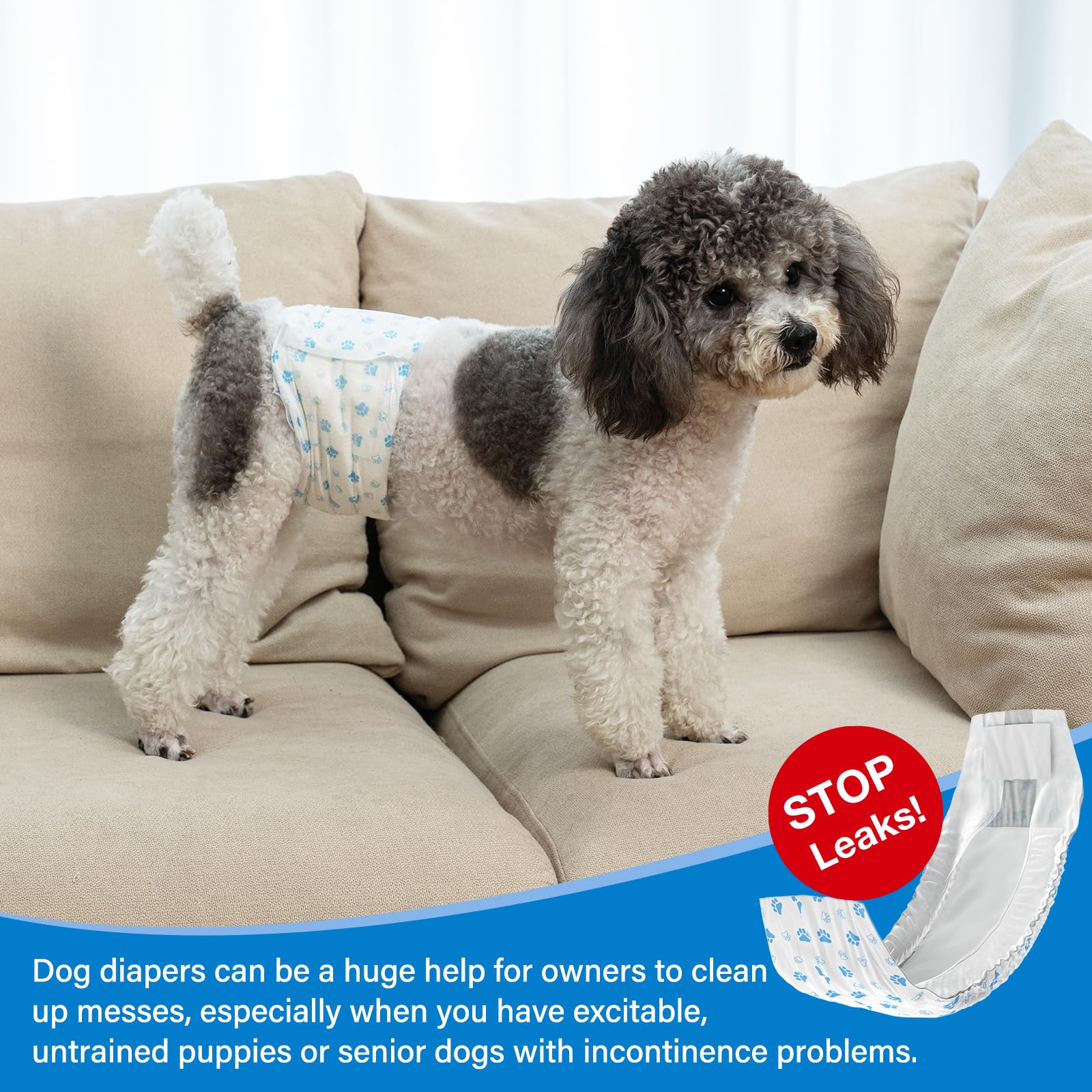 Pet Soft Disposable Male Dog Wraps - Dog Diapers for Male Dogs, Puppy Diapers 72pcs Small