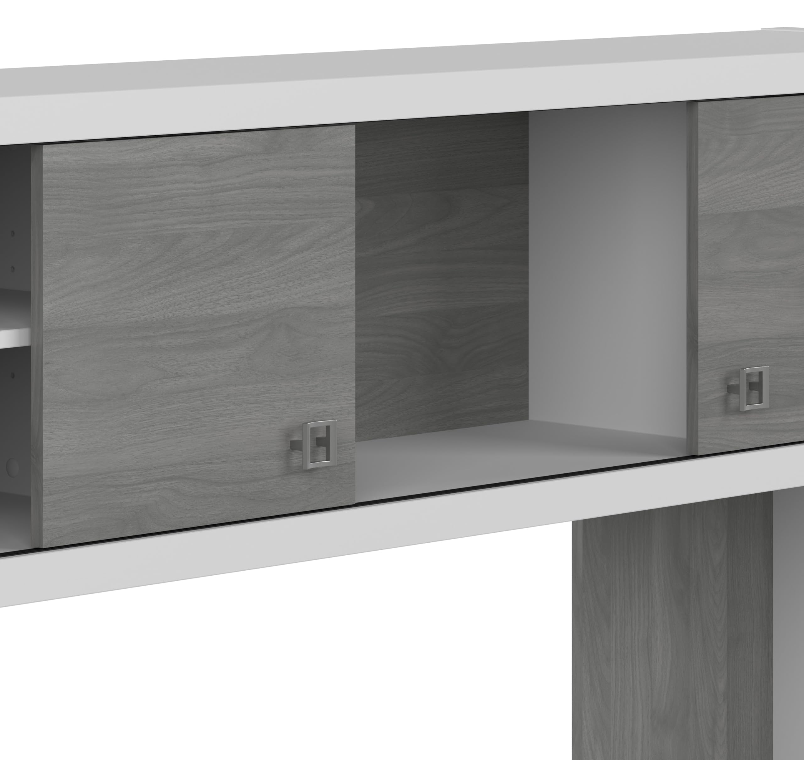 Bush Business Furniture Echo L Shaped Computer Desk with Hutch, 72W, Pure White and Shiplap Gray
