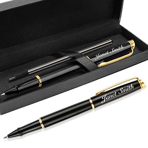 Personalized Pens Engraved,Custom Ballpoint Pen for Men Woman, Personalized Gift for Graduation, Anniversary (Black & Gold)