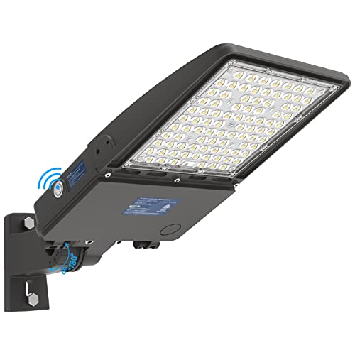 AKK 200W LED Parking Lot Lighting with Adjustable Arm Mount, 28000LM (140LM/W) LED Parking Lot Lights, 5000K Street Light Dusk to Dawn Photocell, Waterproof LED Shoebox Light for Roadway, ETL Listed