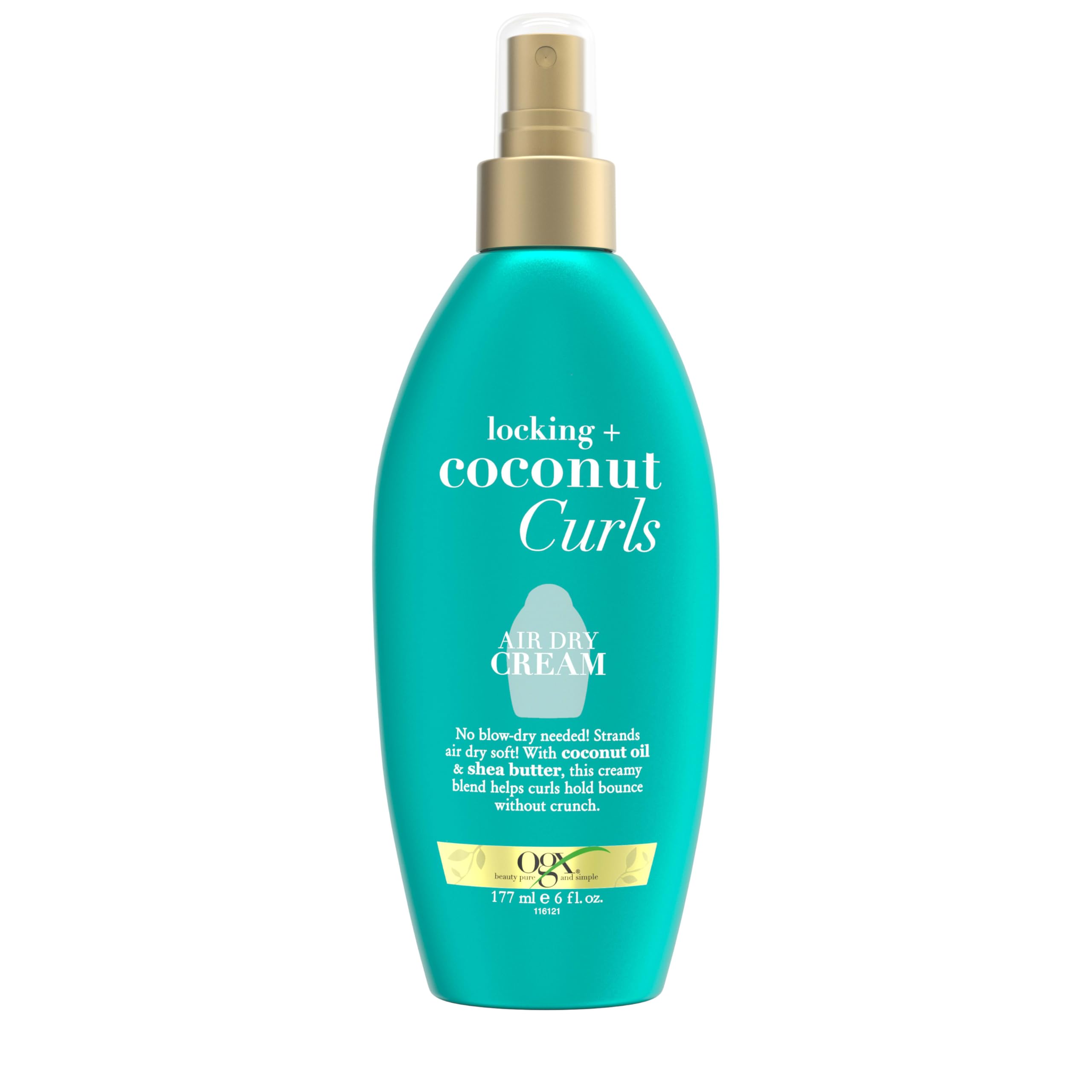 OGX Locking + Coconut Curls Air Dry Cream, No Parabens, 6 oz